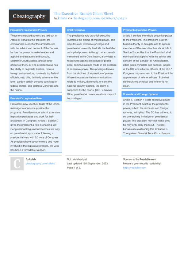 The Executive Branch Cheat Sheet by kelahr - Download free from ...