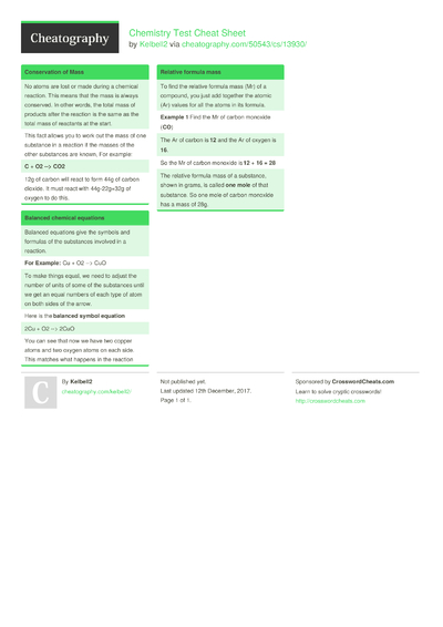 3 Mass Cheat Sheets - Cheatography.com: Cheat Sheets For Every Occasion