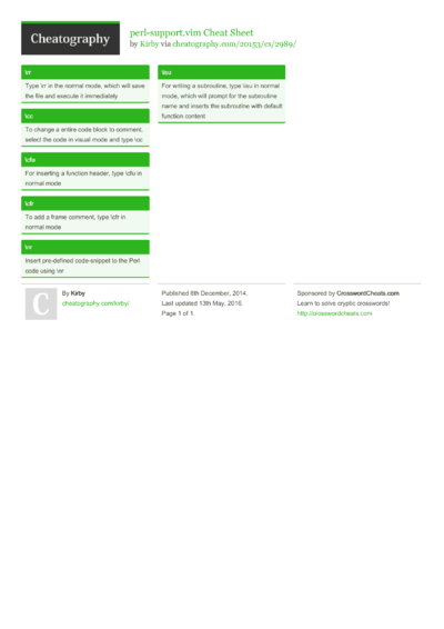 10 Perl Cheat Sheets - Cheatography.com: Cheat Sheets For Every Occasion 10 Perl Cheat Sheets - Cheatography.com: Cheat Sheets For Every Occasion