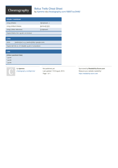 3 Trello Cheat Sheets - Cheatography.com: Cheat Sheets For Every Occasion