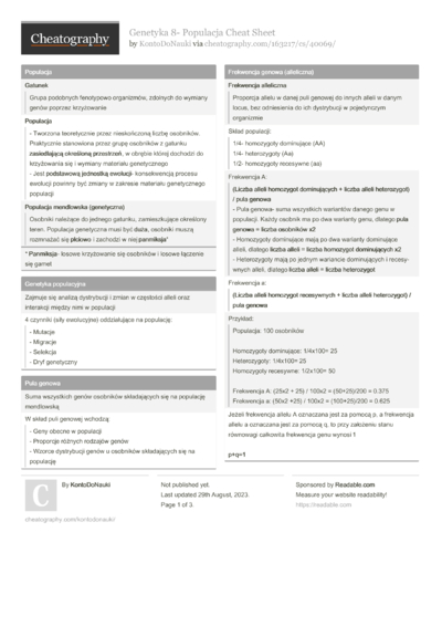 41 Genetics Cheat Sheets - Cheatography.com: Cheat Sheets For Every ...