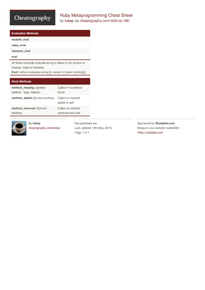 25 OOP Cheat Sheets - Cheatography.com: Cheat Sheets For Every Occasion