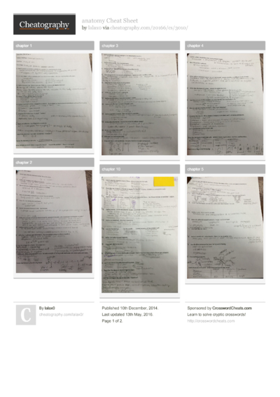 76 Anatomy Cheat Sheets - Cheatography.com: Cheat Sheets For Every Occasion