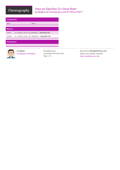 2 Odoo Cheat Sheets - Cheatography.com: Cheat Sheets For Every Occasion