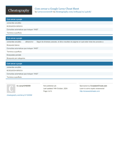 51 Google Cheat Sheets - Cheatography.com: Cheat Sheets For Every Occasion