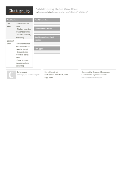 1342 Software Cheat Sheets - Cheatography.com: Cheat Sheets For Every ...