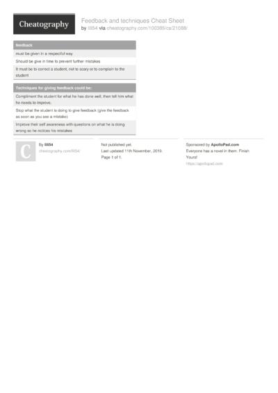 12 Teaching Cheat Sheets - Cheatography.com: Cheat Sheets For Every ...