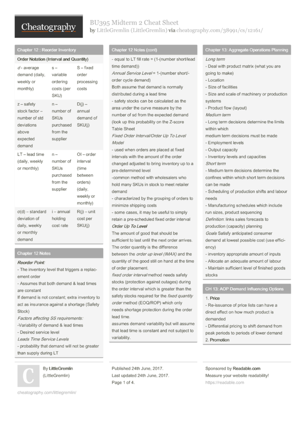 BU395 Midterm 2 Cheat Sheet by LittleGremlin - Download free from ...