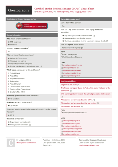 Certified Agile Project Manager (IAPM) Cheat Sheet by LndOttm ...