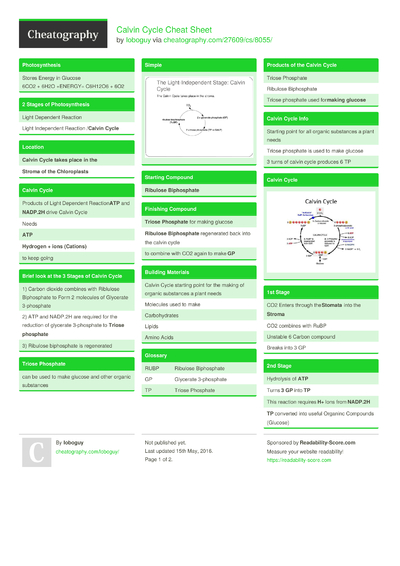 9 Photosynthesis Cheat Sheets - Cheatography.com: Cheat Sheets For ...