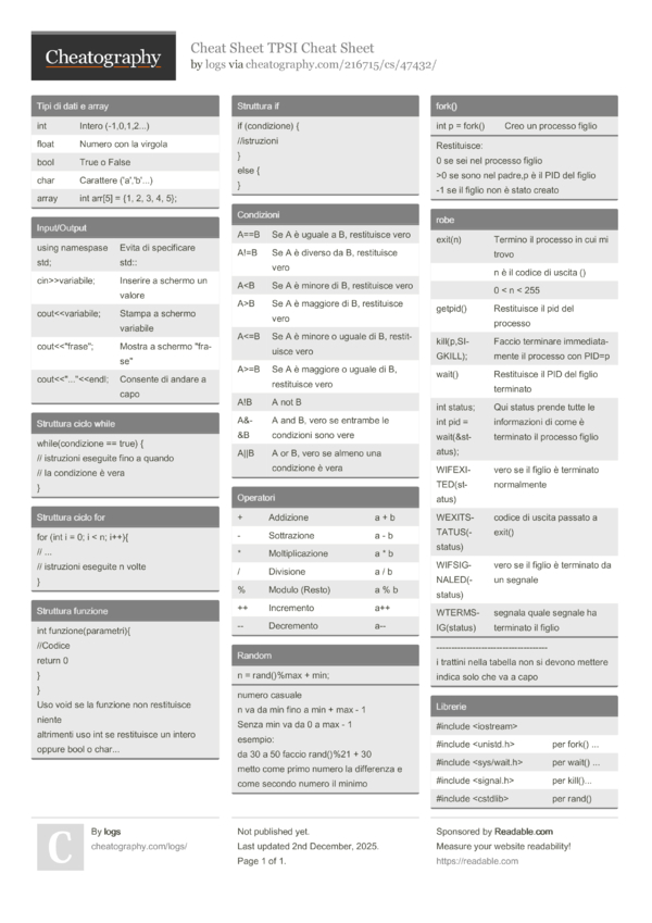 Cheat Sheet TPSI Cheat Sheet by logs - Download free from Cheatography ...