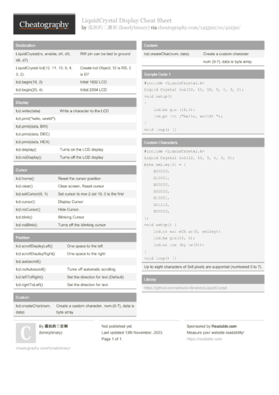 17 Arduino Cheat Sheets Cheat Sheets For Every Occasion
