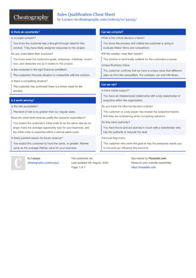 447 Business and Marketing Cheat Sheets - Cheatography.com: Cheat ...