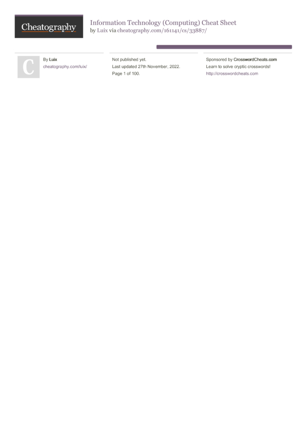 Information Technology (Computing) Cheat Sheet by Luix - Download free ...