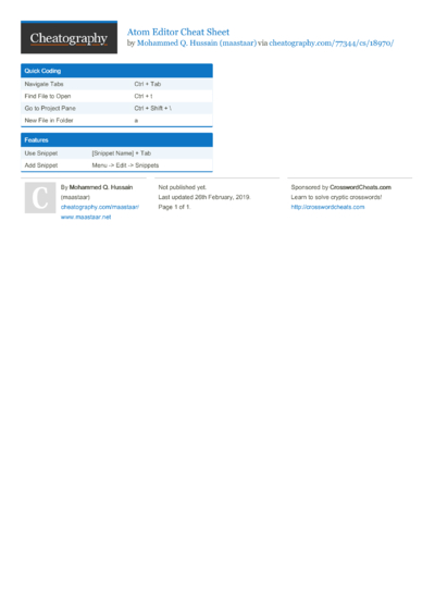 17 Atomic Cheat Sheets - Cheatography.com: Cheat Sheets For Every Occasion