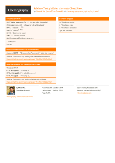 40 Sublime Cheat Sheets - Cheatography.com: Cheat Sheets For Every Occasion