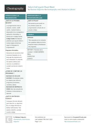 2279 Programming Cheat Sheets - Cheatography.com: Cheat Sheets For Every Occasion
