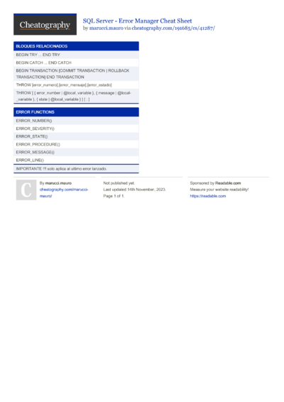 2675 Programming Cheat Sheets - Cheatography.com: Cheat Sheets For Every Occasion