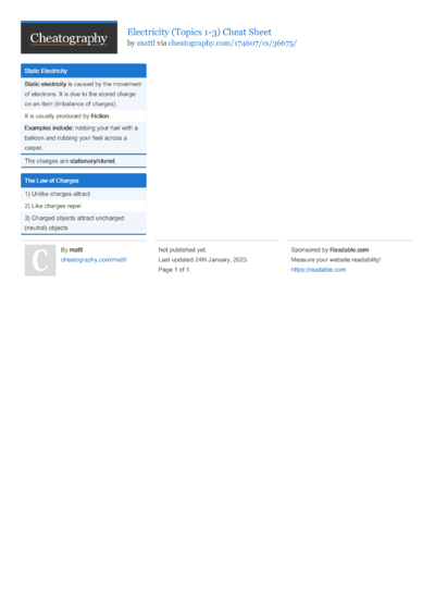 16 Electrical Cheat Sheets - Cheatography.com: Cheat Sheets For Every ...
