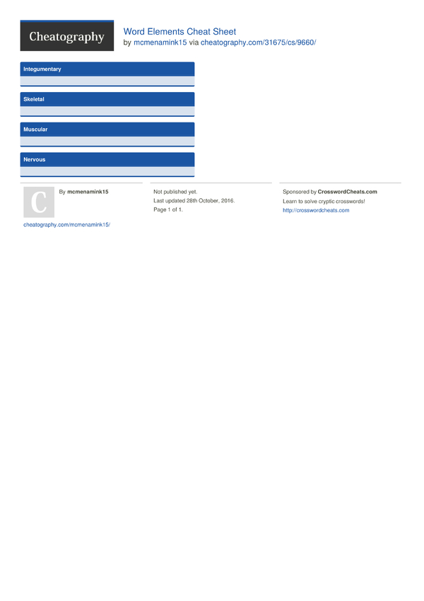 Word Elements Cheat Sheet by mcmenamink15 - Download free from ...