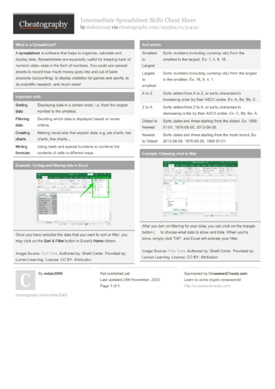 36 Excel Cheat Sheets - Cheatography.com: Cheat Sheets For Every Occasion