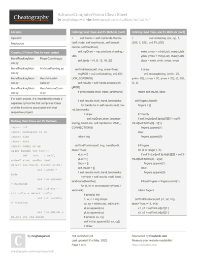 Opencv Cheat Sheet