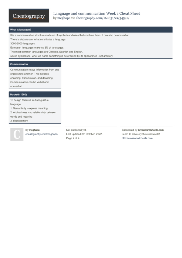 Language and communication Week 1 Cheat Sheet by meghope - Download ...