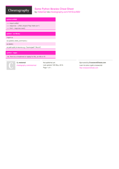 2659 Programming Cheat Sheets - Cheatography.com: Cheat Sheets For ...