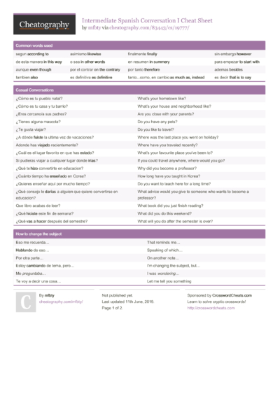14 Conversation Cheat Sheets - Cheatography.com: Cheat Sheets For Every ...