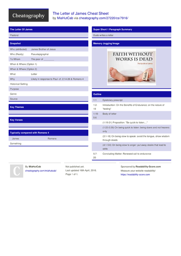 The Letter of James Cheat Sheet by MiaHutCab - Download free from ...