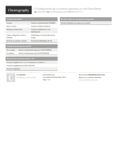 19 Ccna Cheat Sheets - Cheatography.com: Cheat Sheets For Every Occasion