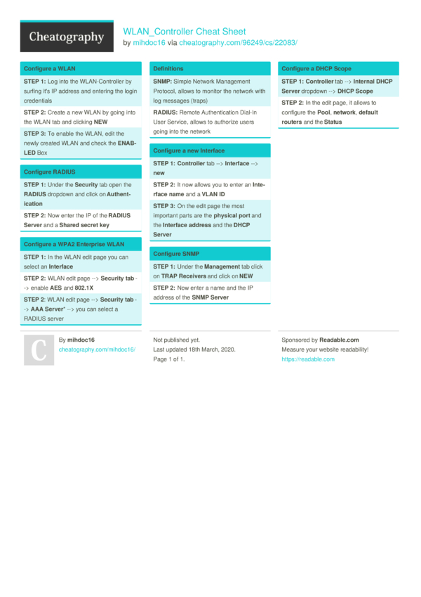 WLAN_Controller Cheat Sheet by mihdoc16 - Download free from ...