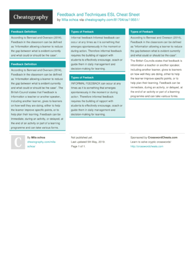 14 Esl Cheat Sheets - Cheatography.com: Cheat Sheets For Every Occasion