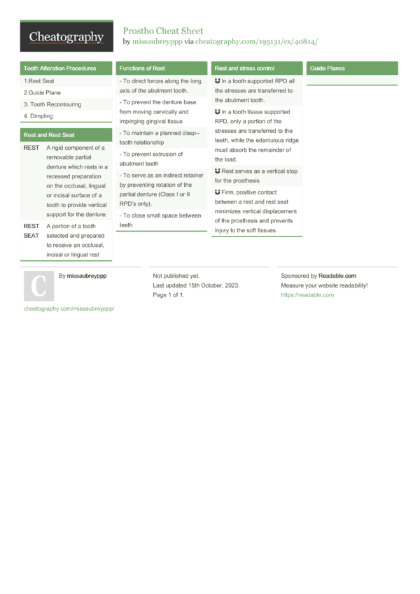 Prostho Cheat Sheet by missaubreyppp - Download free from Cheatography ...