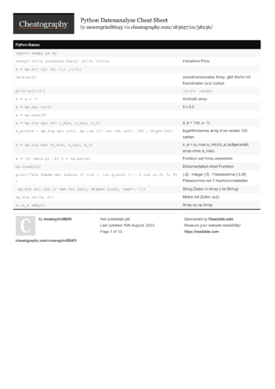 748 Python Cheat Sheets - Cheatography.com: Cheat Sheets For Every Occasion