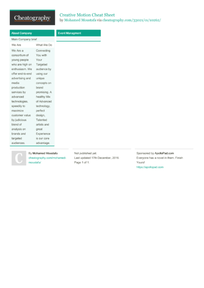 3 Creative Cheat Sheets - Cheatography.com: Cheat Sheets For Every Occasion