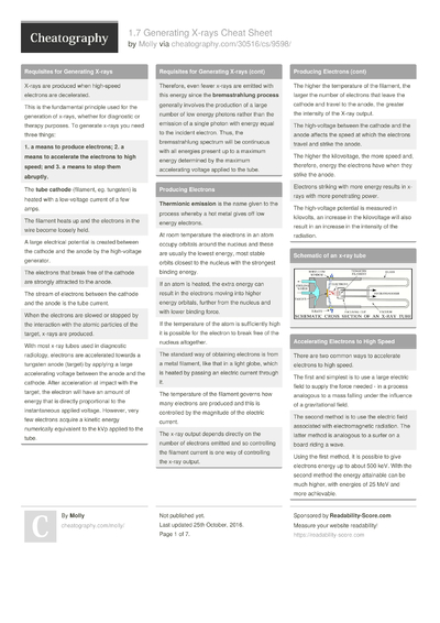 2 X-ray Cheat Sheets - Cheatography.com: Cheat Sheets For Every Occasion