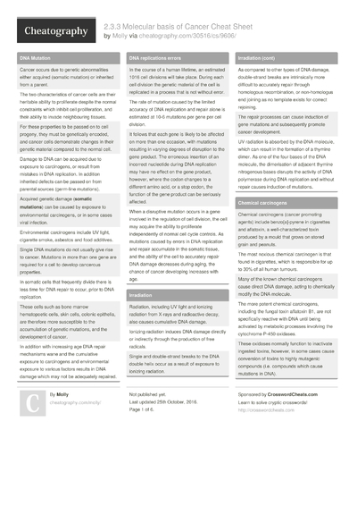 19 Cancer Cheat Sheets - Cheatography.com: Cheat Sheets For Every Occasion