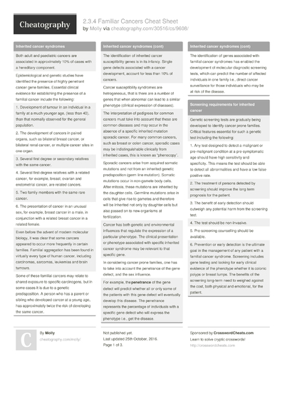 19 Cancer Cheat Sheets - Cheatography.com: Cheat Sheets For Every Occasion