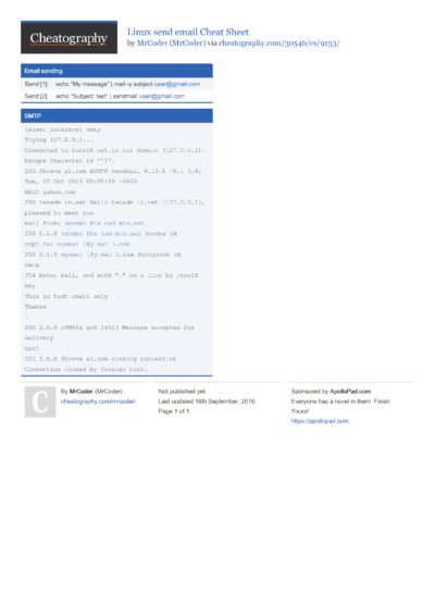 8 Email Cheat Sheets - Cheatography.com: Cheat Sheets For Every Occasion