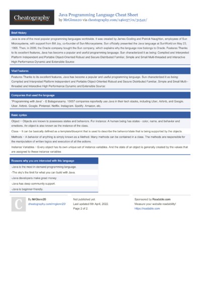 2013 Programming Cheat Sheets - Cheatography.com: Cheat Sheets For ...