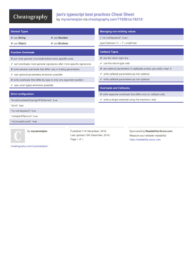 16 Typescript Cheat Sheets - Cheatography.com: Cheat Sheets For Every ... 16 Typescript Cheat Sheets - Cheatography.com: Cheat Sheets For Every ...