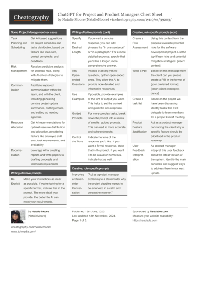 Project Scorecard Cheat Sheet v.1 Cheat Sheet by cmthorum - Download ... Project Scorecard Cheat Sheet v.1 Cheat Sheet by cmthorum - Download ...