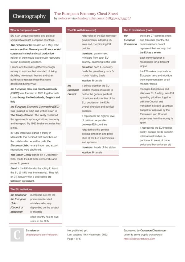 The European Economy Cheat Sheet by nelaorav - Download free from ...