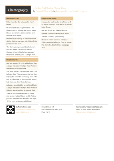 51 Rpg Cheat Sheets - Cheatography.com: Cheat Sheets For Every Occasion