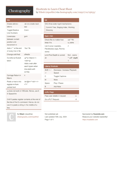 2705 Programming Cheat Sheets - Cheatography.com: Cheat Sheets For Every Occasion
