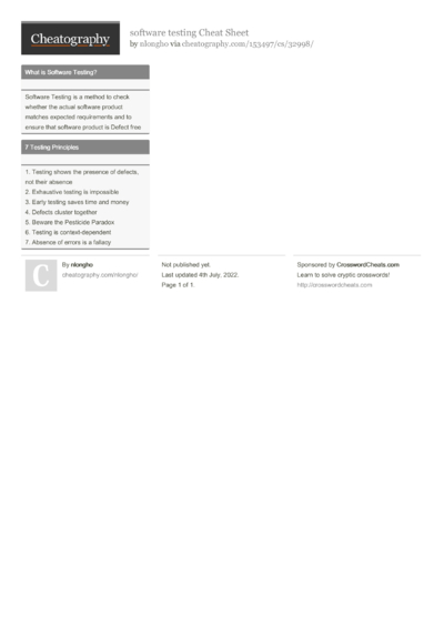 2675 Programming Cheat Sheets - Cheatography.com: Cheat Sheets For Every Occasion