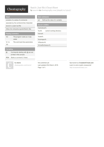 6 Batch Cheat Sheets Cheat Sheets For Every Occasion
