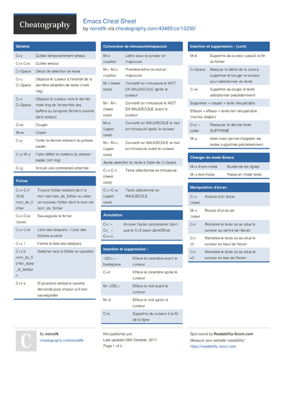 65 Emacs Cheat Sheets Cheat Sheets For Every Occasion 7408