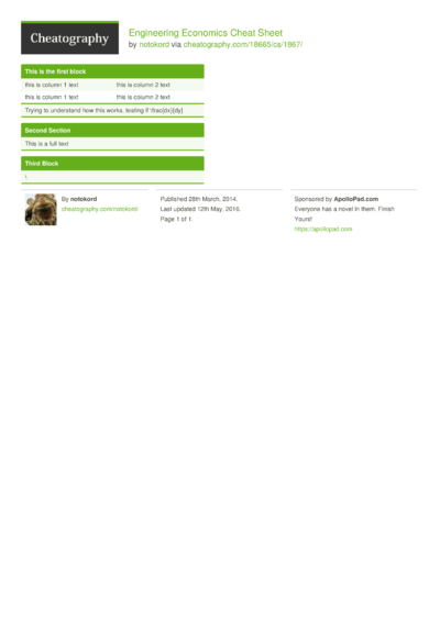 56 Engine Cheat Sheets - Cheatography.com: Cheat Sheets For Every Occasion